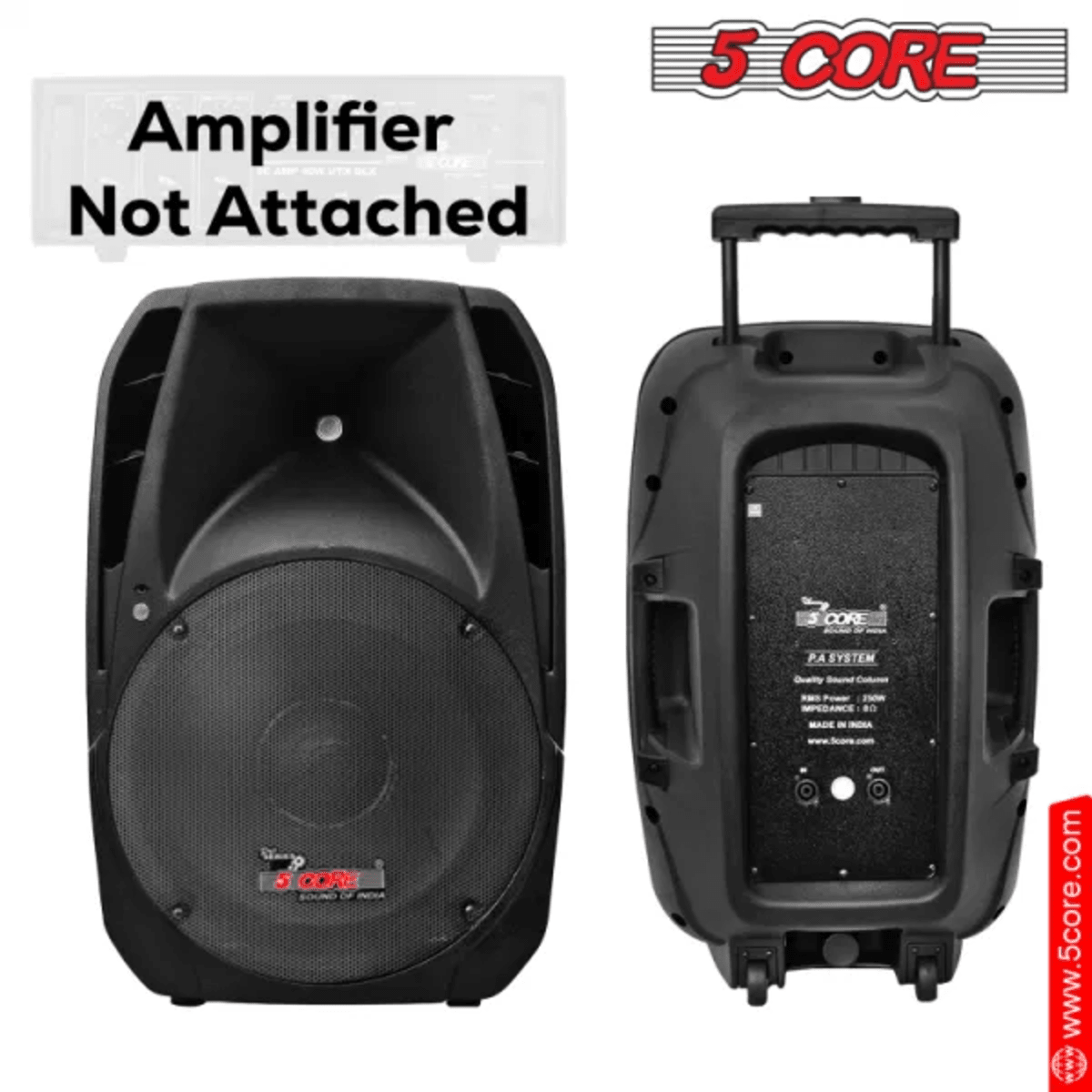 Core DJ Speakers 15 Inch PA Speaker System 250W RMS 1 Piece Indoor ...