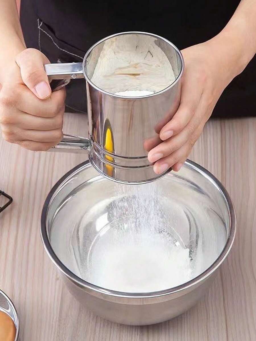 1pc New Version Semi-Automatic Flour Sifter, Handheld Mesh Flour Sieve ...