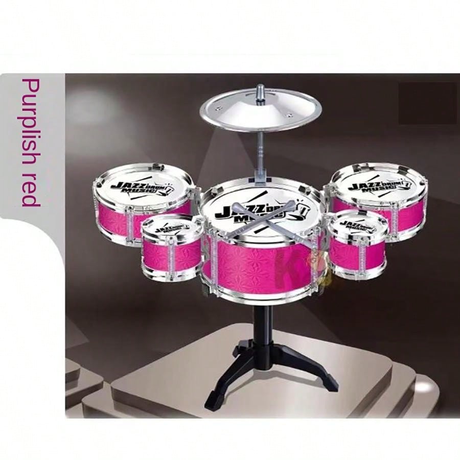 1pc Jazz Drum Toy Set, 5 Drums, With Realistic Plating Finish, Pretend ...