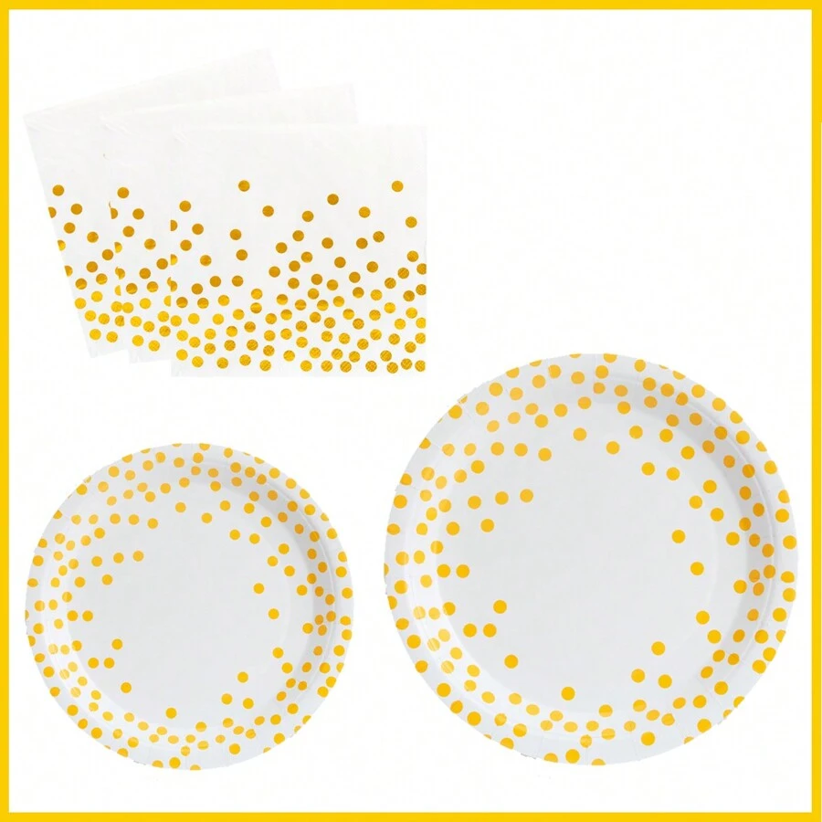 White And Yellow Party Supplies Set, Includes Disposable Plates ...