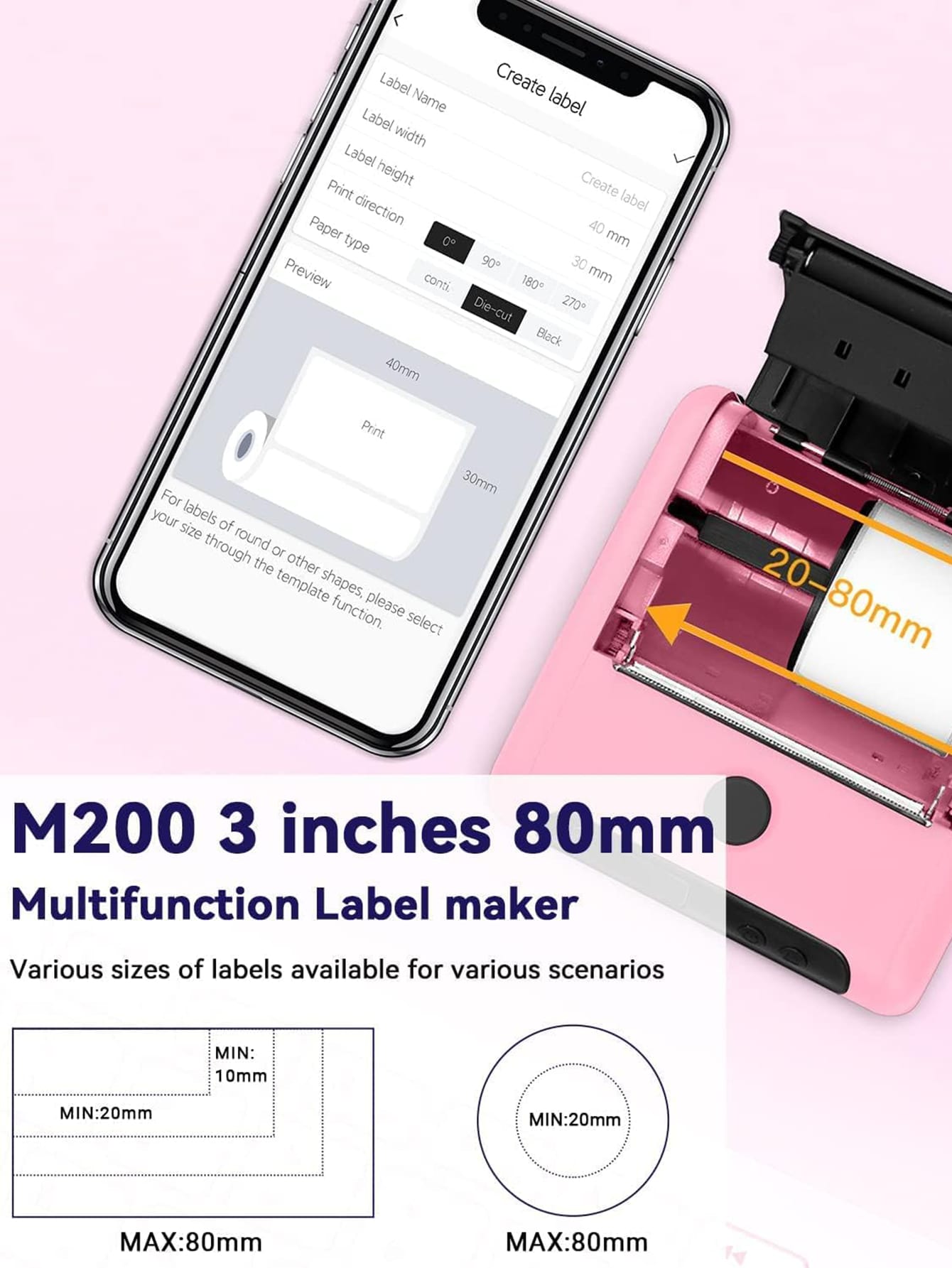 Phomemo 1 Set M200 Label Maker With 3 Rolls Thermal Sticker Labels, 1 ...