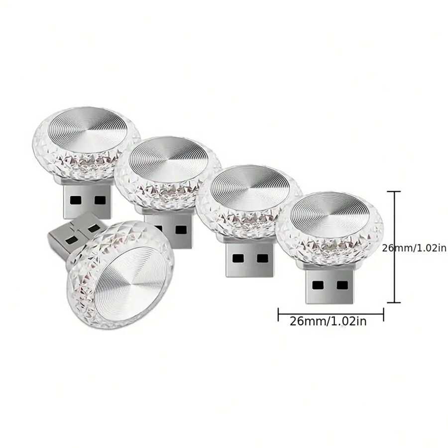 2 Pieces Portable Car USB Ambient Light Mini LED Decorative Atmosphere ...