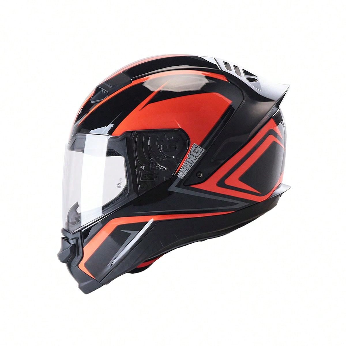 1pc Glossy Black Motorcycle Helmet With Blade Design, Winter, Retro ...