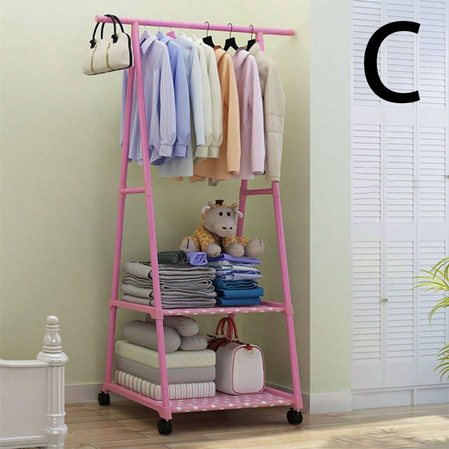 Simple Clothes Rack, Movable Clothes Rack, Household Bedroom Clothes ...