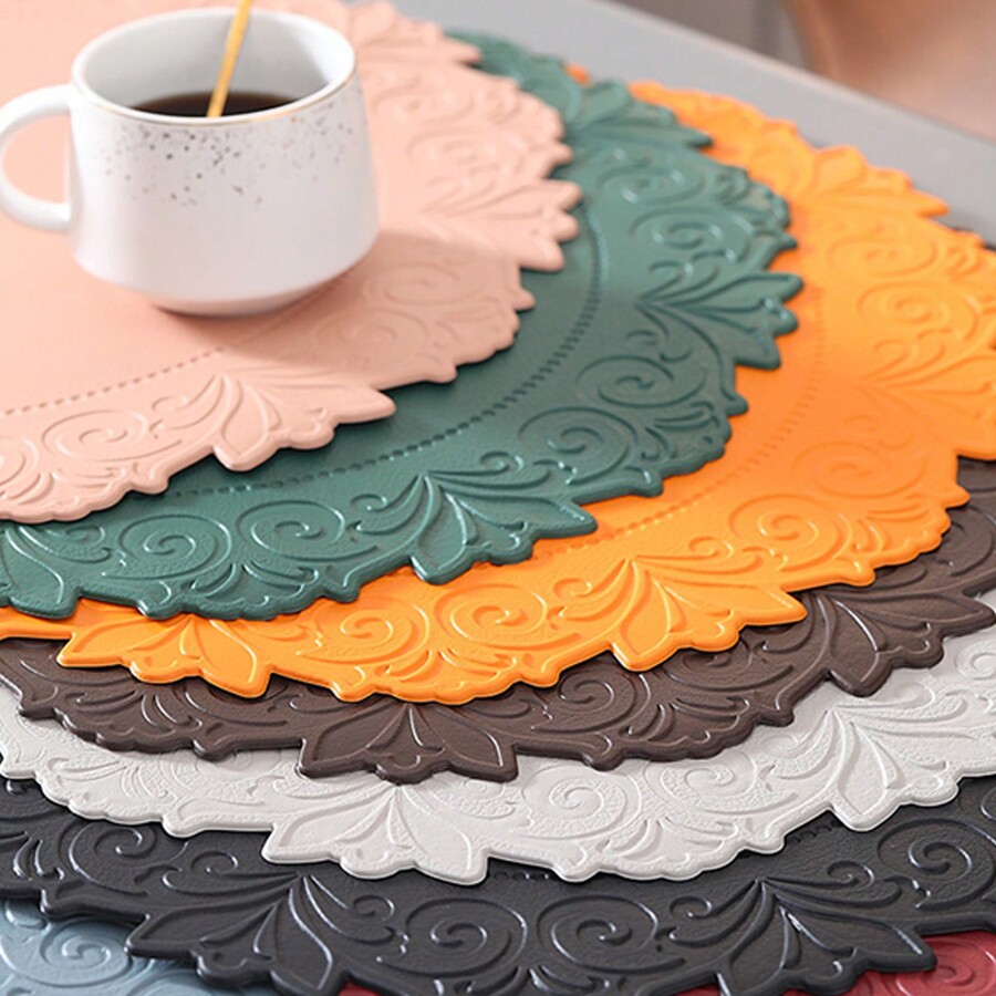 Artificial Leather Placemat Set Of 4 , European Relief Waterproof ...