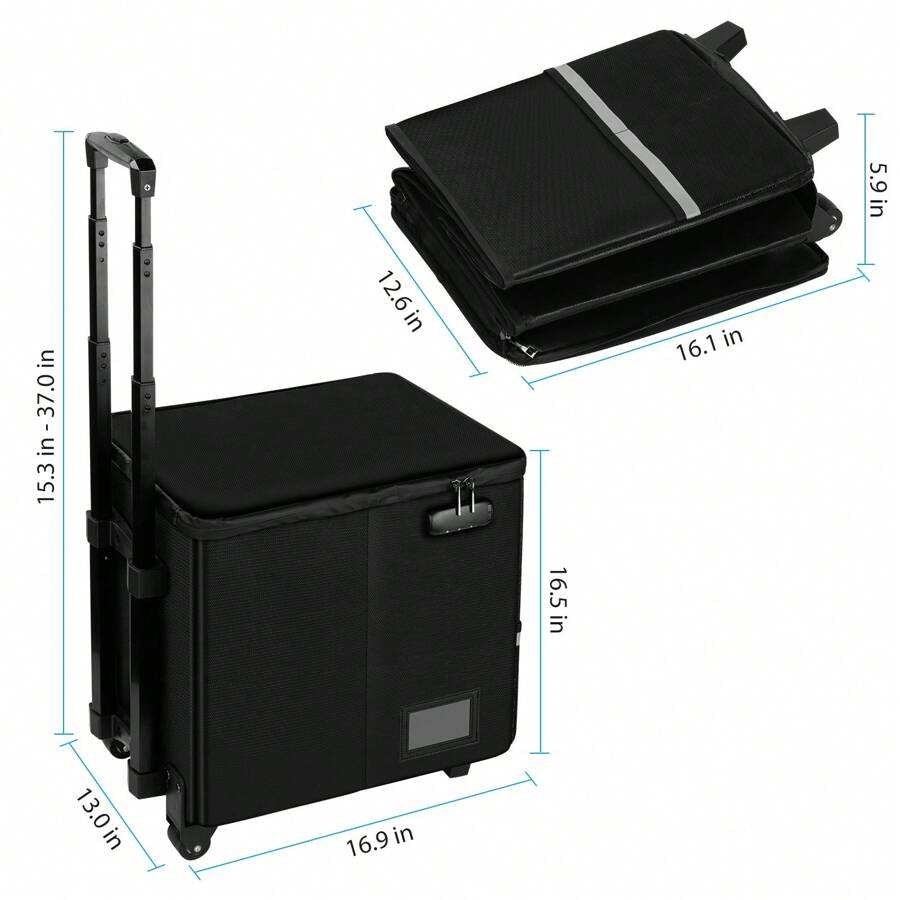 Rolling Cart With Wheels, Fireproof File Organizer Foldable Shopping ...