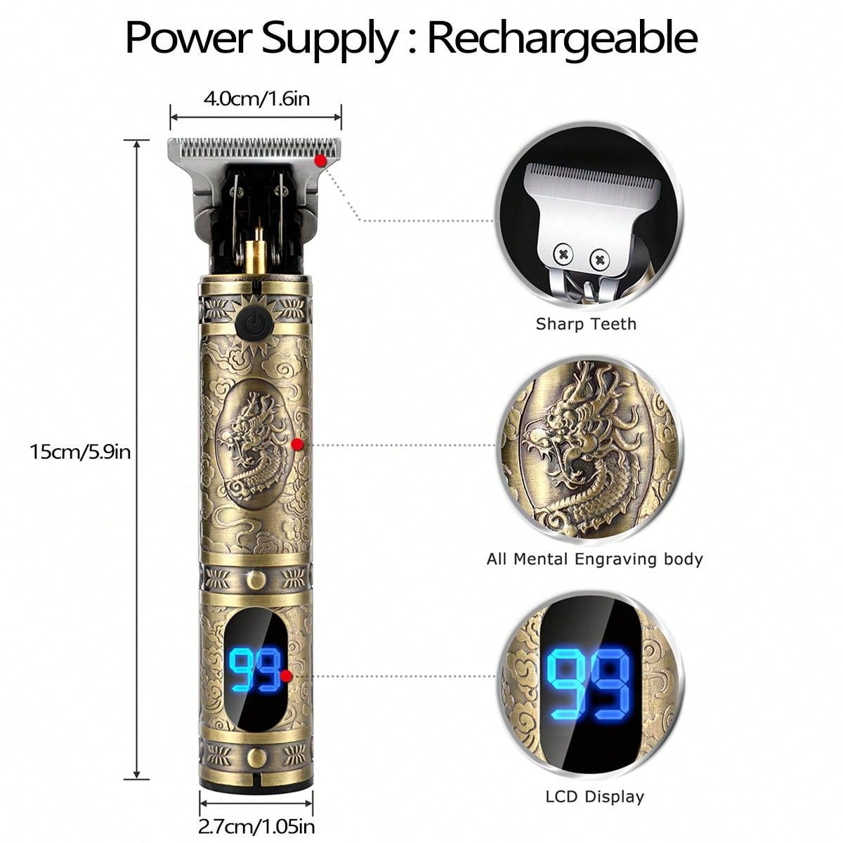 Professional Men Hair Clippers Zero Gapped Cordless Hair Trimmer ...