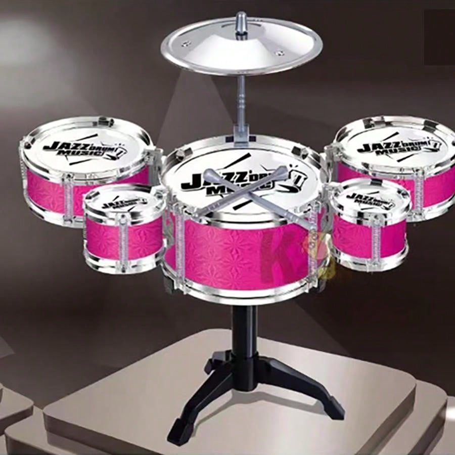 1pc Jazz Drum Toy Set, 5 Drums, With Realistic Plating Finish, Pretend ...