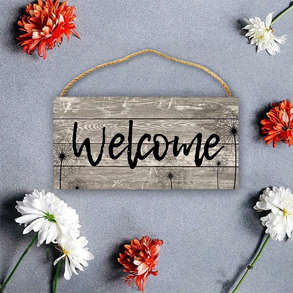 Welcome Signs For Front Door Decoration - Rustic Wood Hanging Signs ...