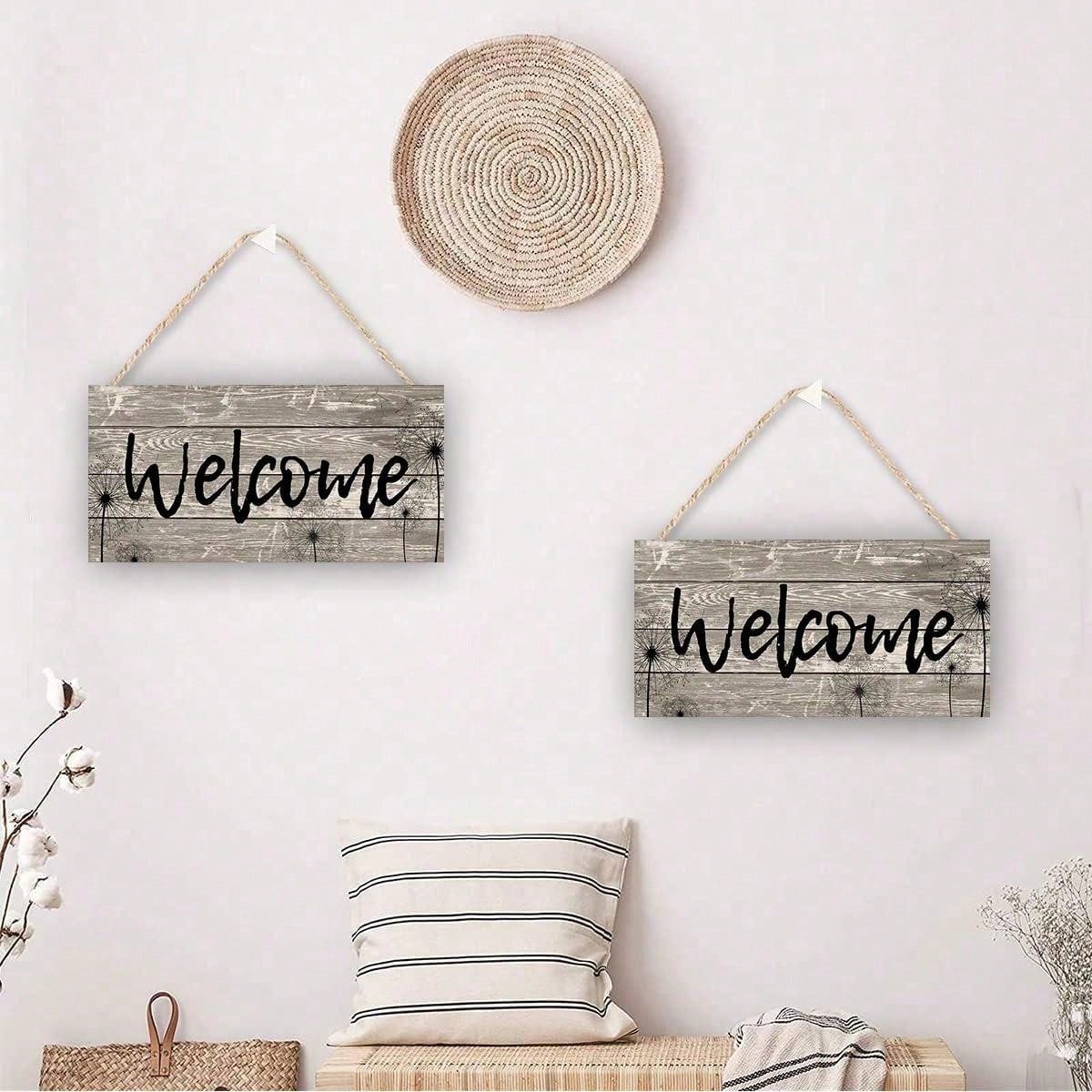 Welcome Signs For Front Door Decoration - Rustic Wood Hanging Signs ...