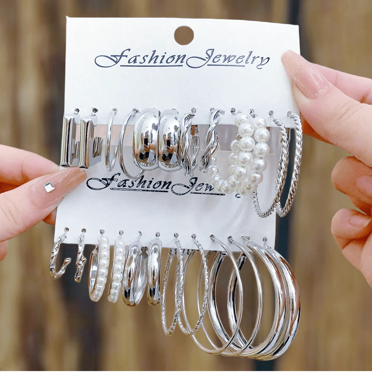 12pairs New Style C-Shape Faux Pearl Hoop Earrings Combination Pack ...