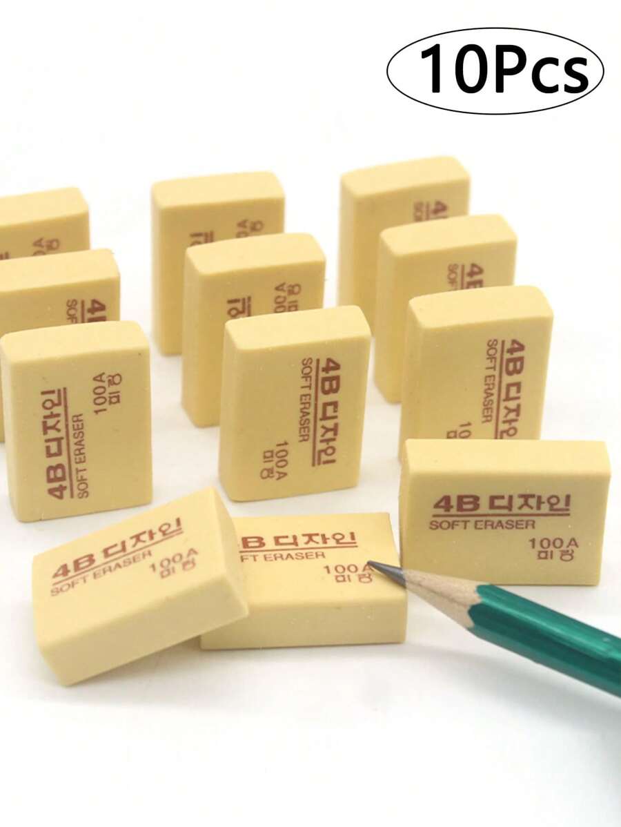 10Pcs Eraser Primary School Student Pencil Exam Eraser Art Eraser 4B ...