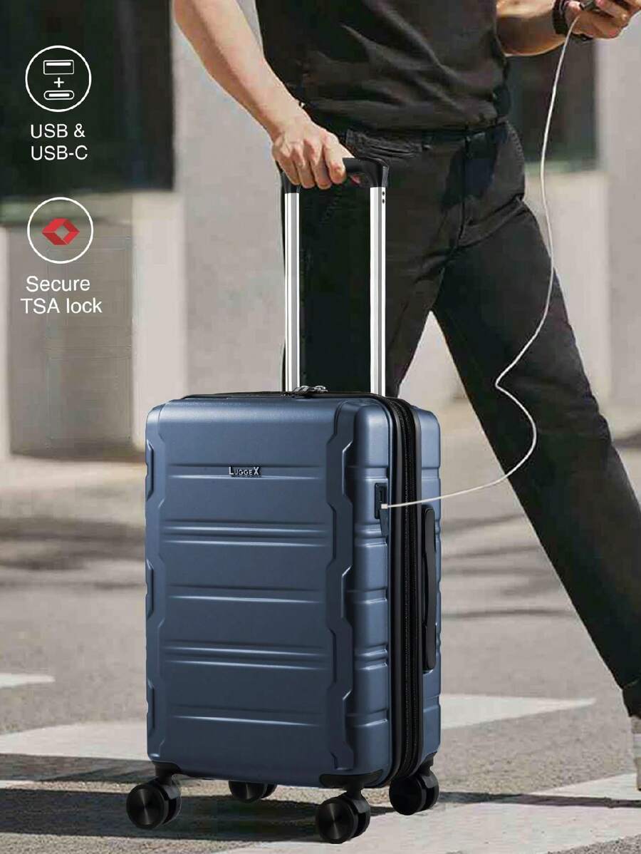 LUGGEX Suitour Hardside Luggage With Spinner Wheels And TSA Lock,USB ...