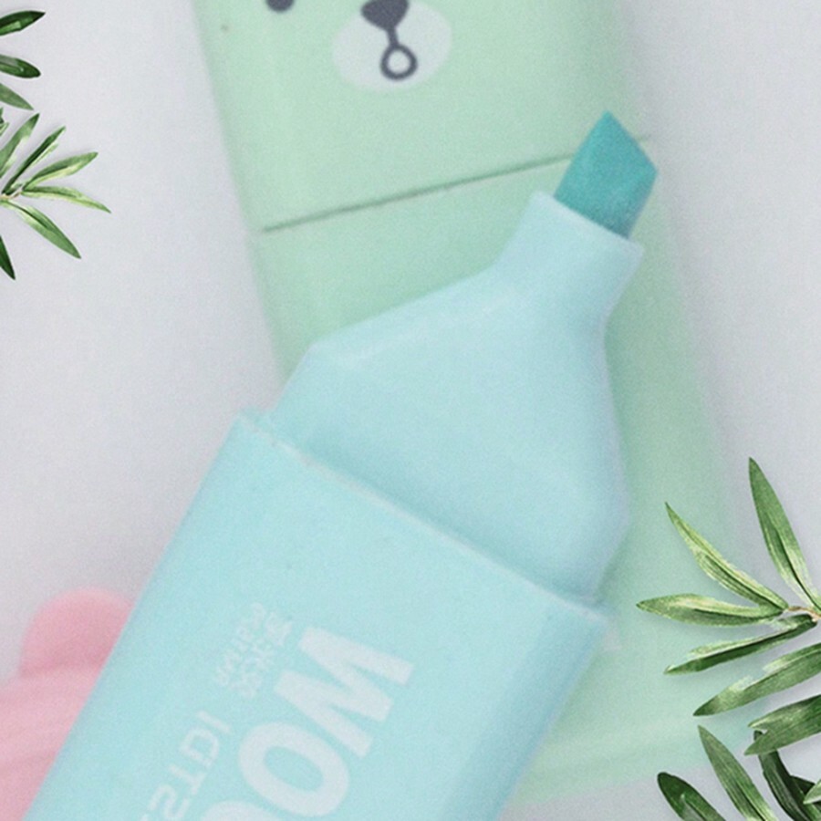 4/5/6 Pcs Kawaii Bear Highlighter Pens Cute Stationery Markers Oblique ...
