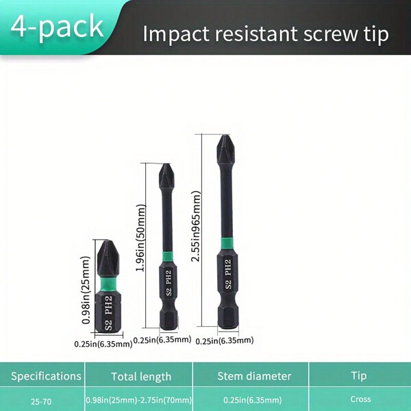 S2 Strong Magnetic Impact Cross Bit Ph2 Magnetic Screwdriver Drill Bit ...