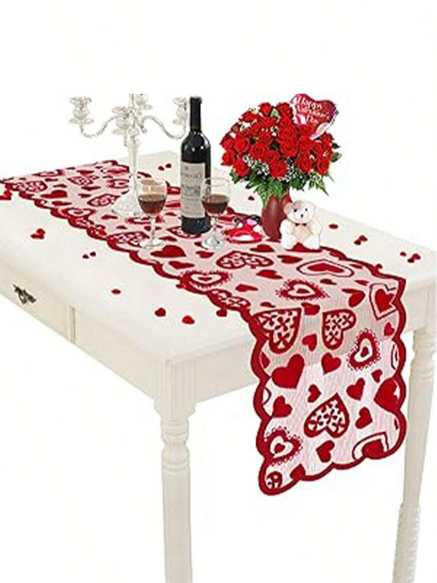 Valentines Day Decor Table Runner - 13 X 72 Inch Red Lace Table Runner ...