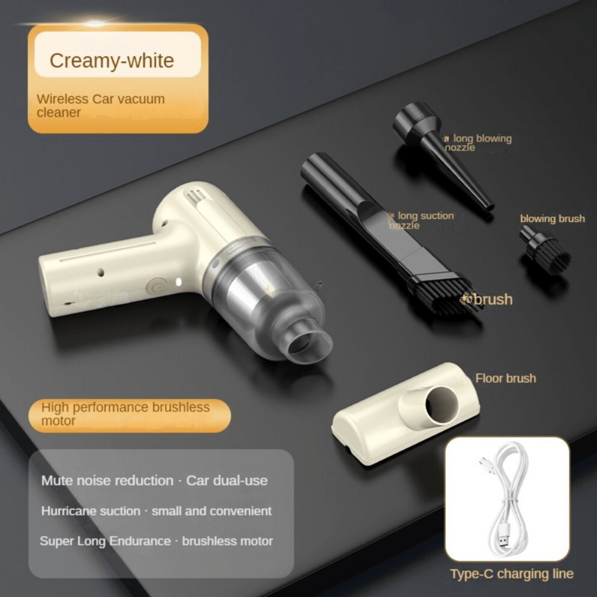 1 Stück Kabelloser Staubsauger & Mini Handstaubsauger, Kleiner Autostaubsauger Mit Led ...