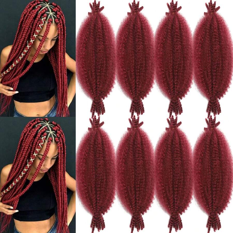 Springy Afro Twist Hair 8 Packs Marley Twist Braiding Hair Pre-Fluffed ...