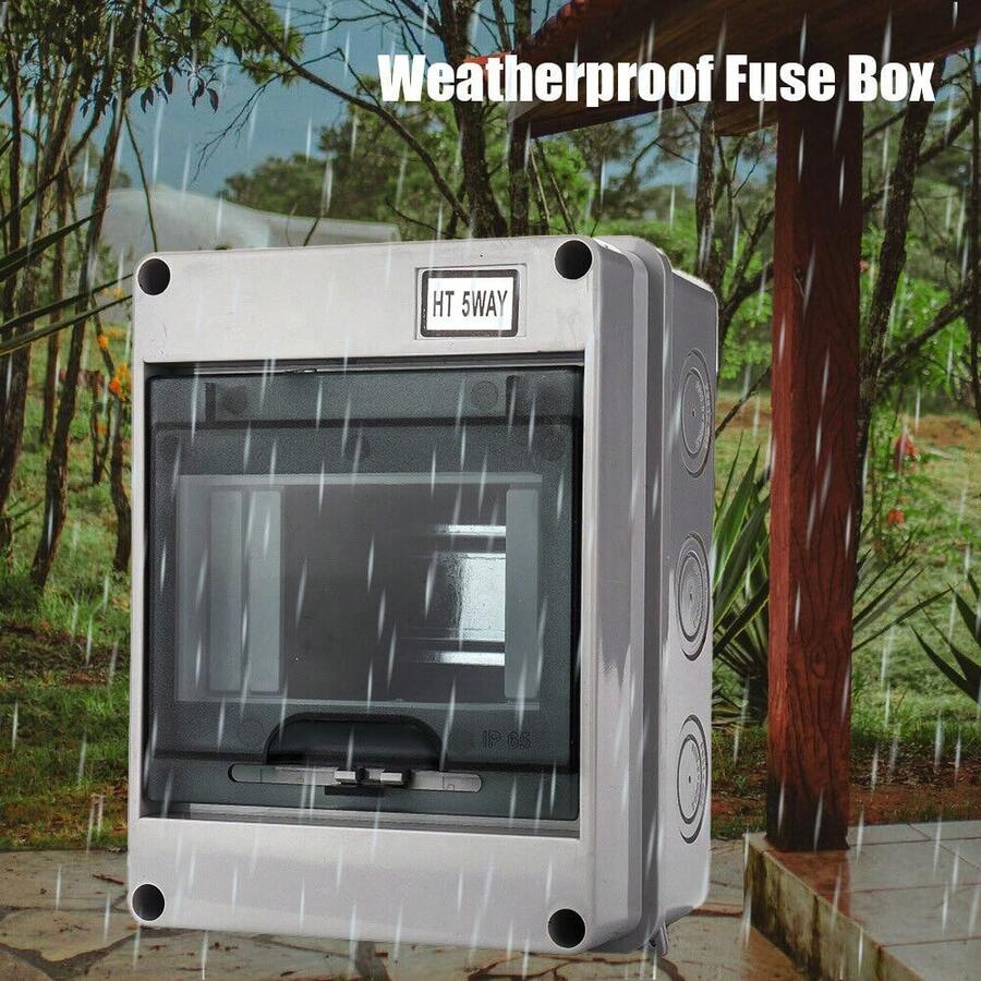 5 Way Weatherproof Fuse Box Unit Garage Consumer Enclosure 2 MCB 16 40A ...