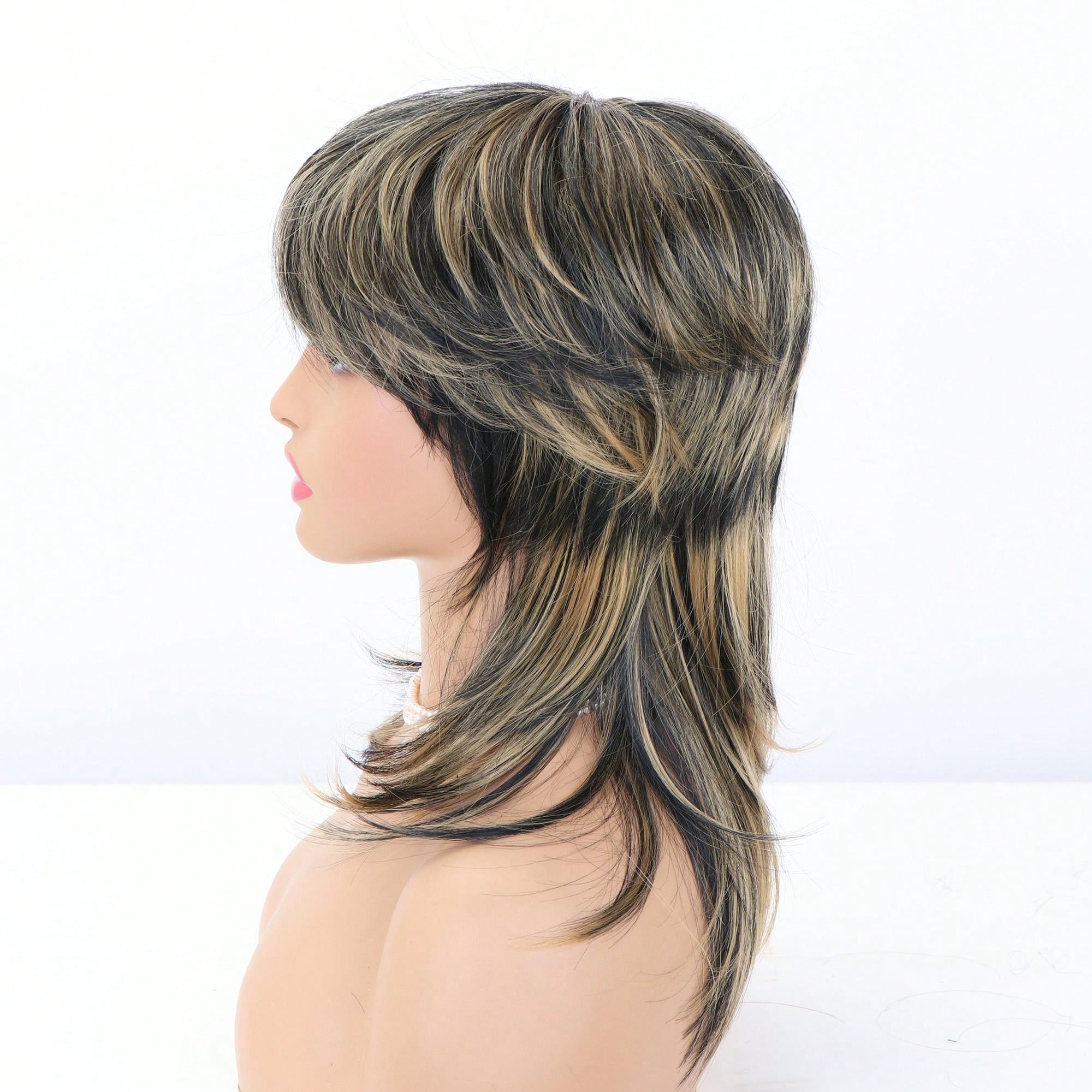 Short Mullet Wig Pixie Cut Wig For Women 14inch Straight Mullet With ...