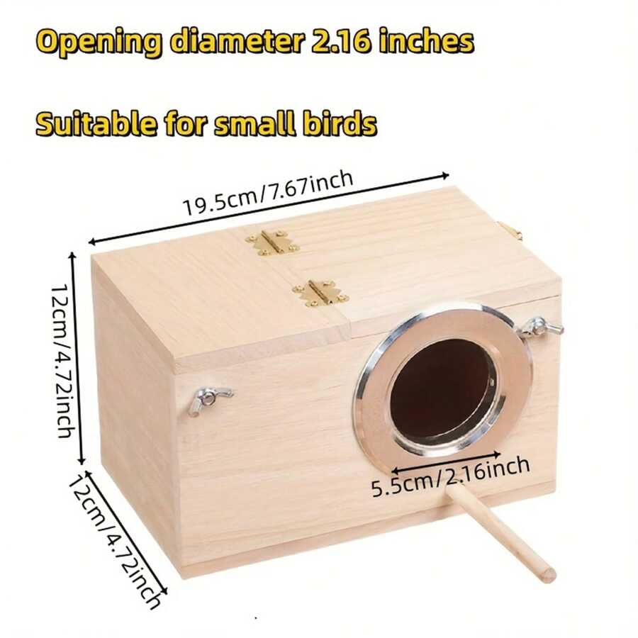 New Bird Nesting Box, Transparent Design, Bird Nest Breeding Box With Perch Wood Bird Cage House ...