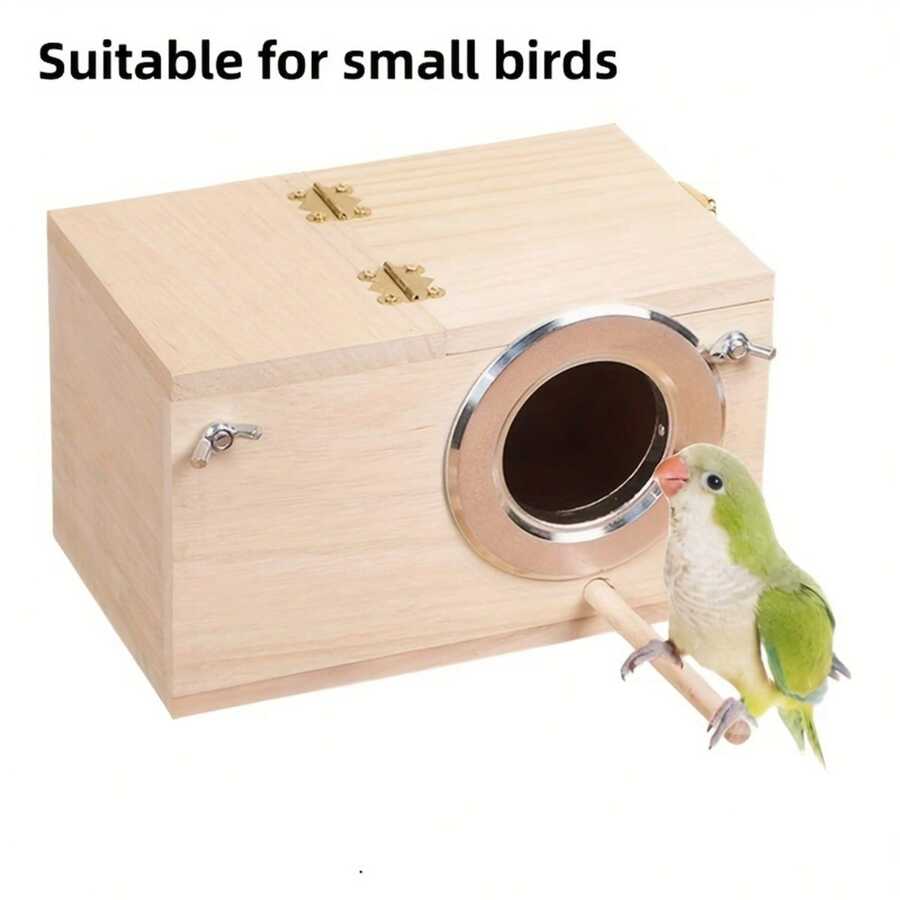 New Bird Nesting Box, Transparent Design, Bird Nest Breeding Box With Perch Wood Bird Cage House ...