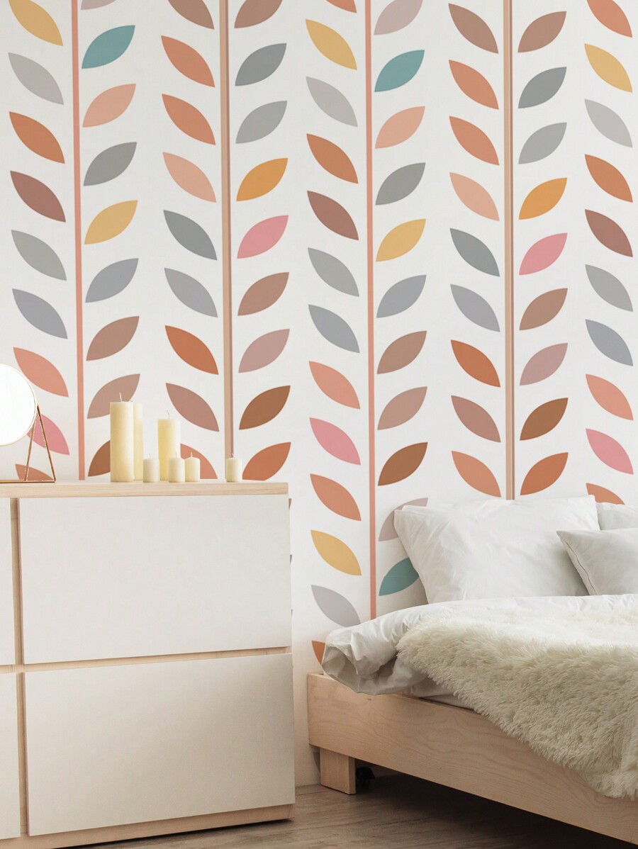 1 Roll Geometric Graffiti Hand-Painted Leaves Pattern Peel And Stick ...