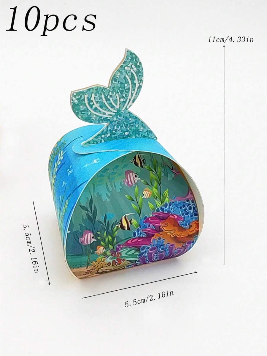10pcs Mermaid-Themed Party Favor Boxes, Candy Gift Packaging Box For ...