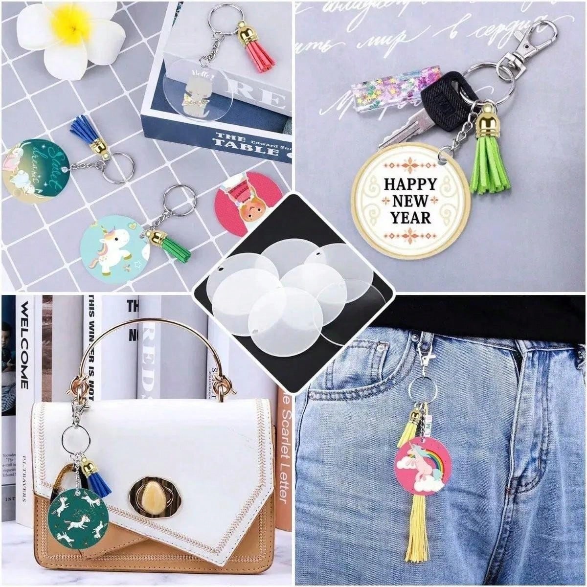 Set Of 200 DIY Clear Acrylic Keychains | SHEIN USA