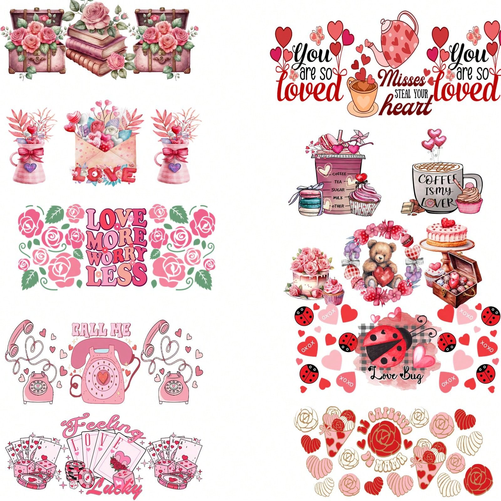 10 Sheets Valentine'S Day UV DTF Cup Wrap Transfer Sticker MOM And ...