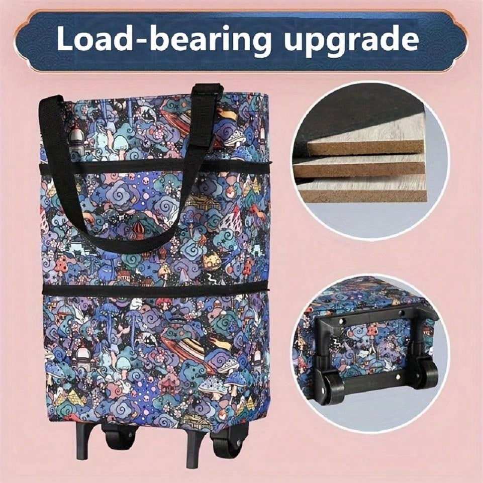 Foldable Shopping Cart With Expandable Handle And Detachable Tote Bag ...