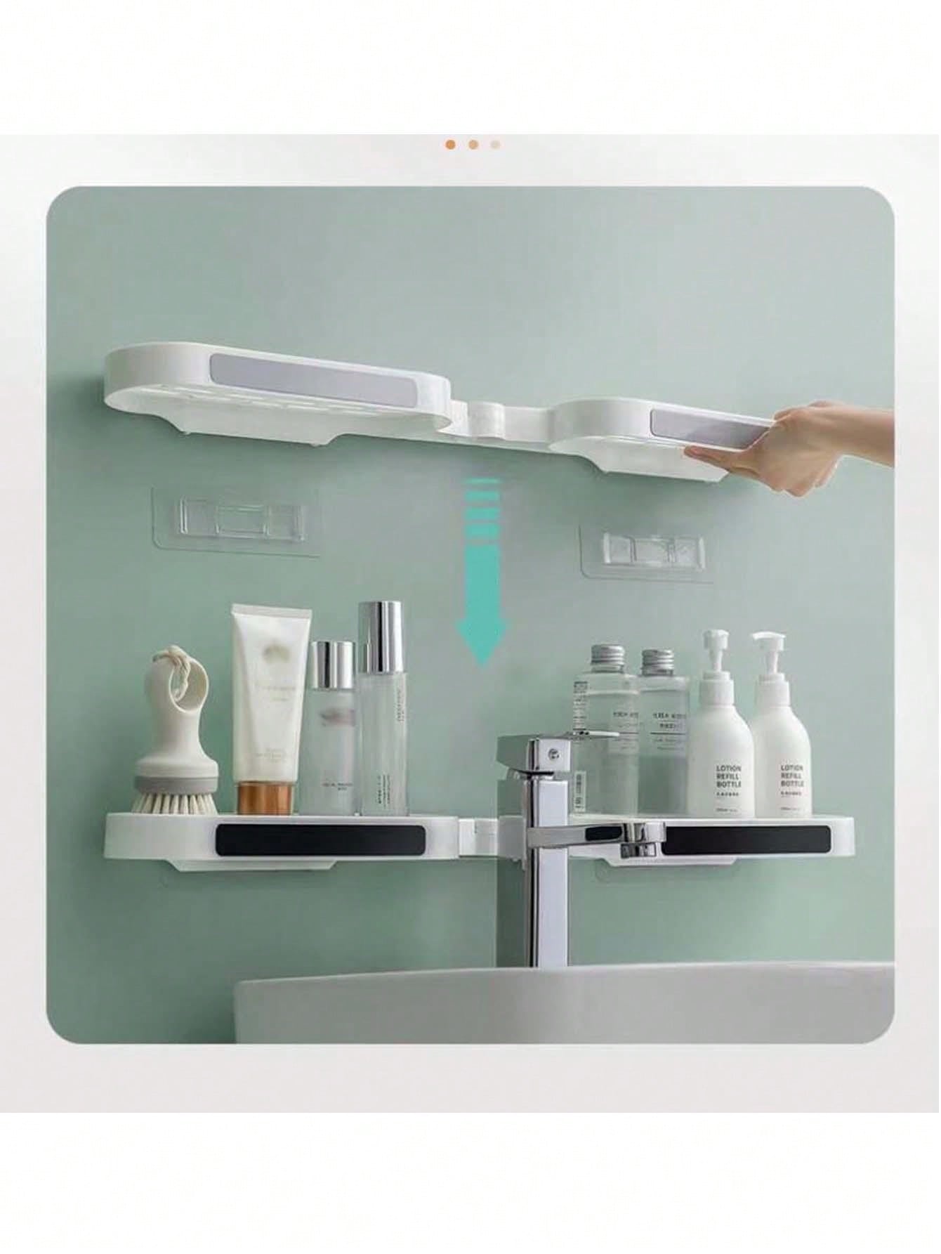 Bathroom Storage Rack Corner Rotating Shelving Unit With No Drilling ...