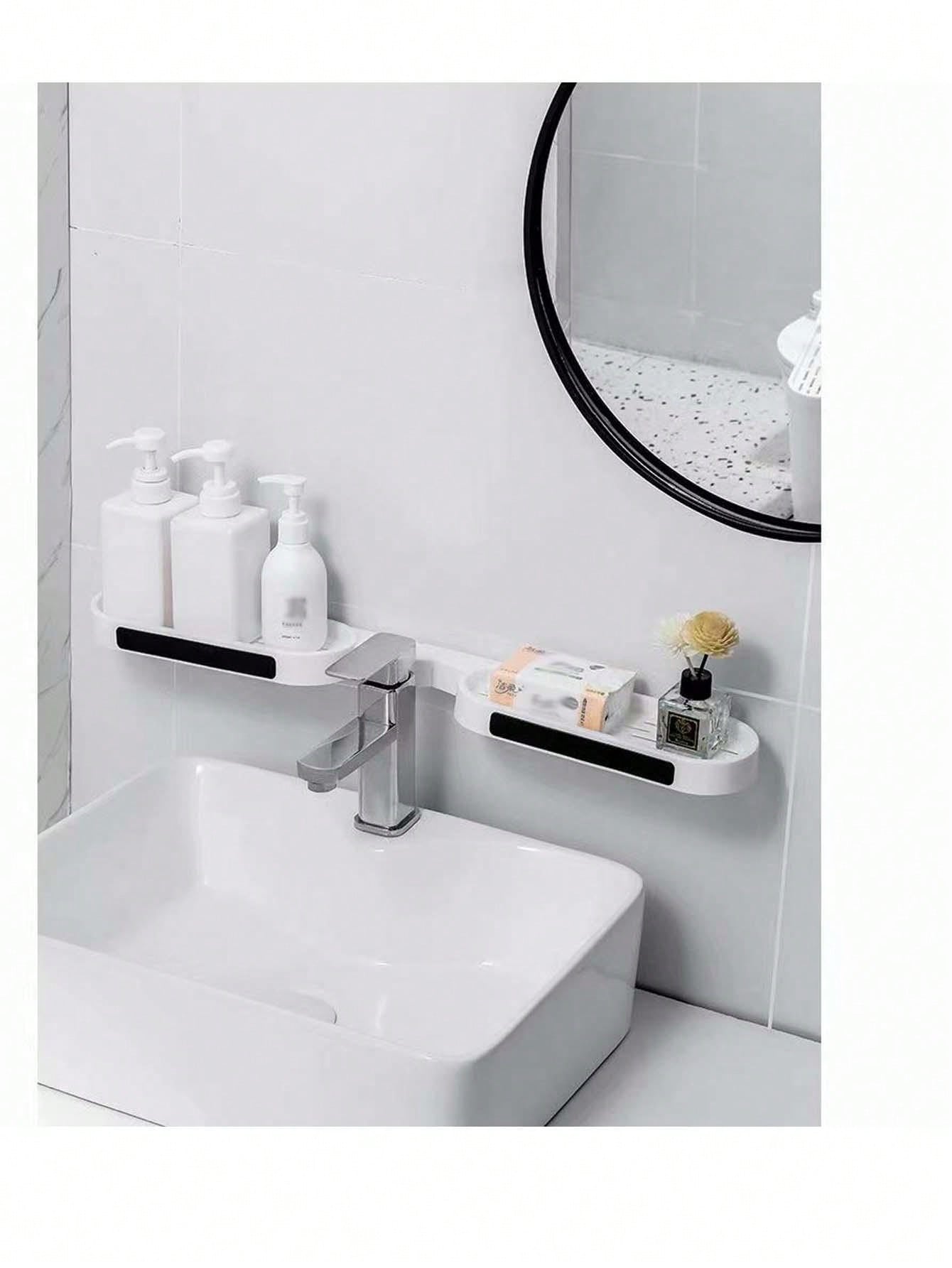 Bathroom Storage Rack Corner Rotating Shelving Unit With No Drilling ...