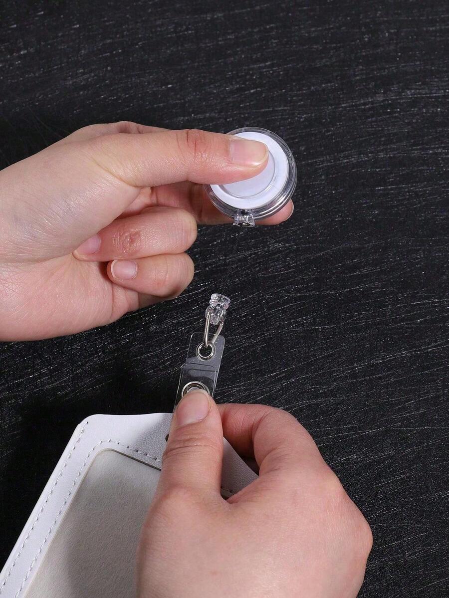 1pc White Vertical Bus Pass/Card Holder With Expandable Button ...