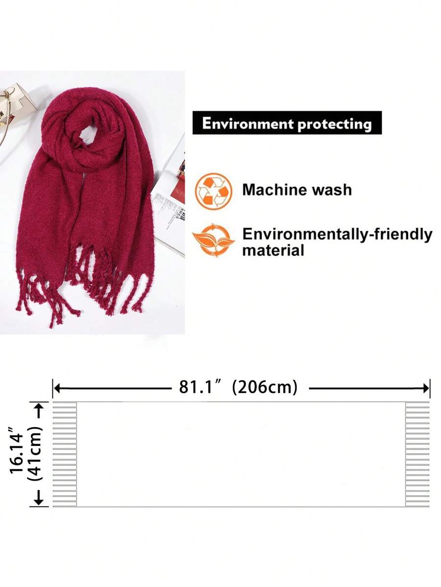 1pc Women's Solid Scarf Pashmina Shawls And Wraps For Evening Dresses Travel Office Winter ...