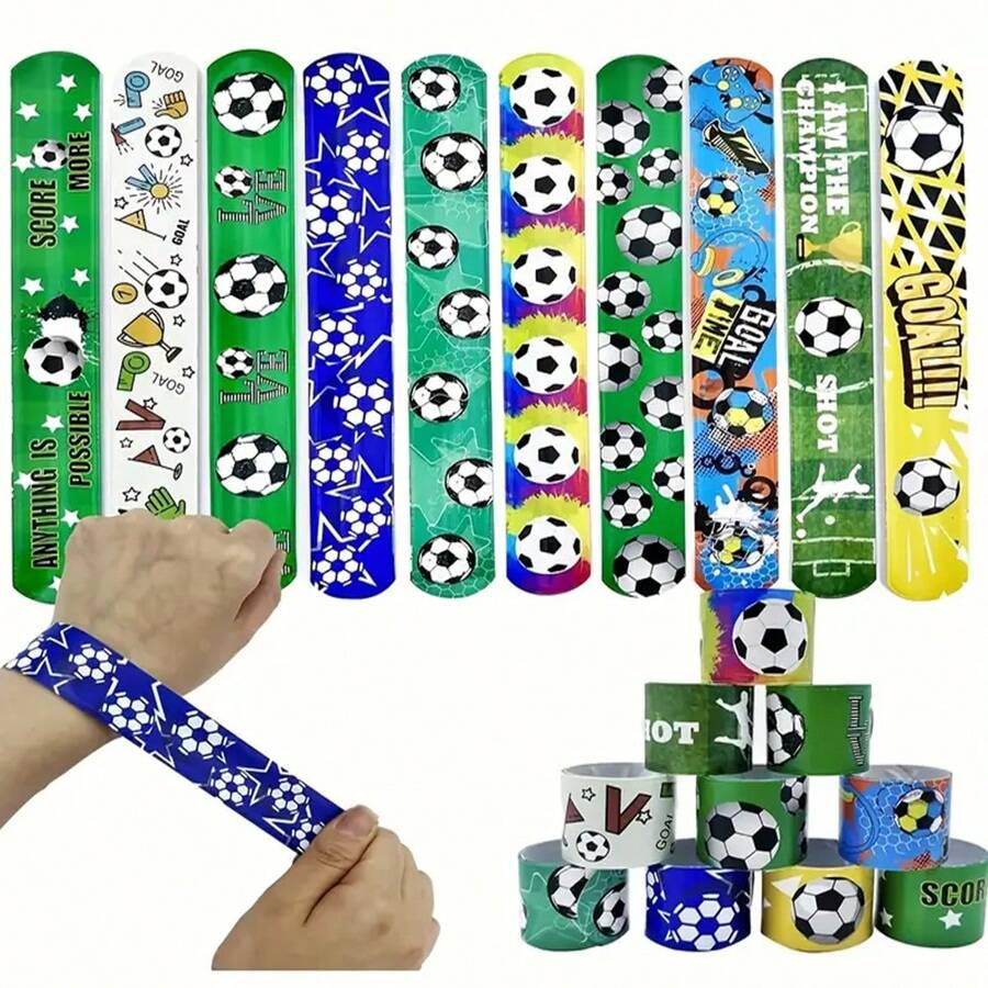 Random 12pcs Sports Football Slap Bracelets Wristbands, Sports Party ...