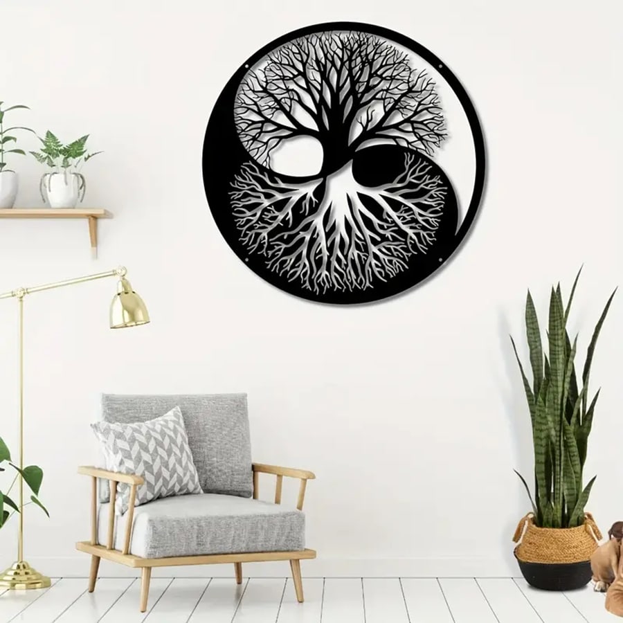 Tree Of Life Wall Art, Yin Yang Tree Of Life Metal Wall Art, Metal Wall ...