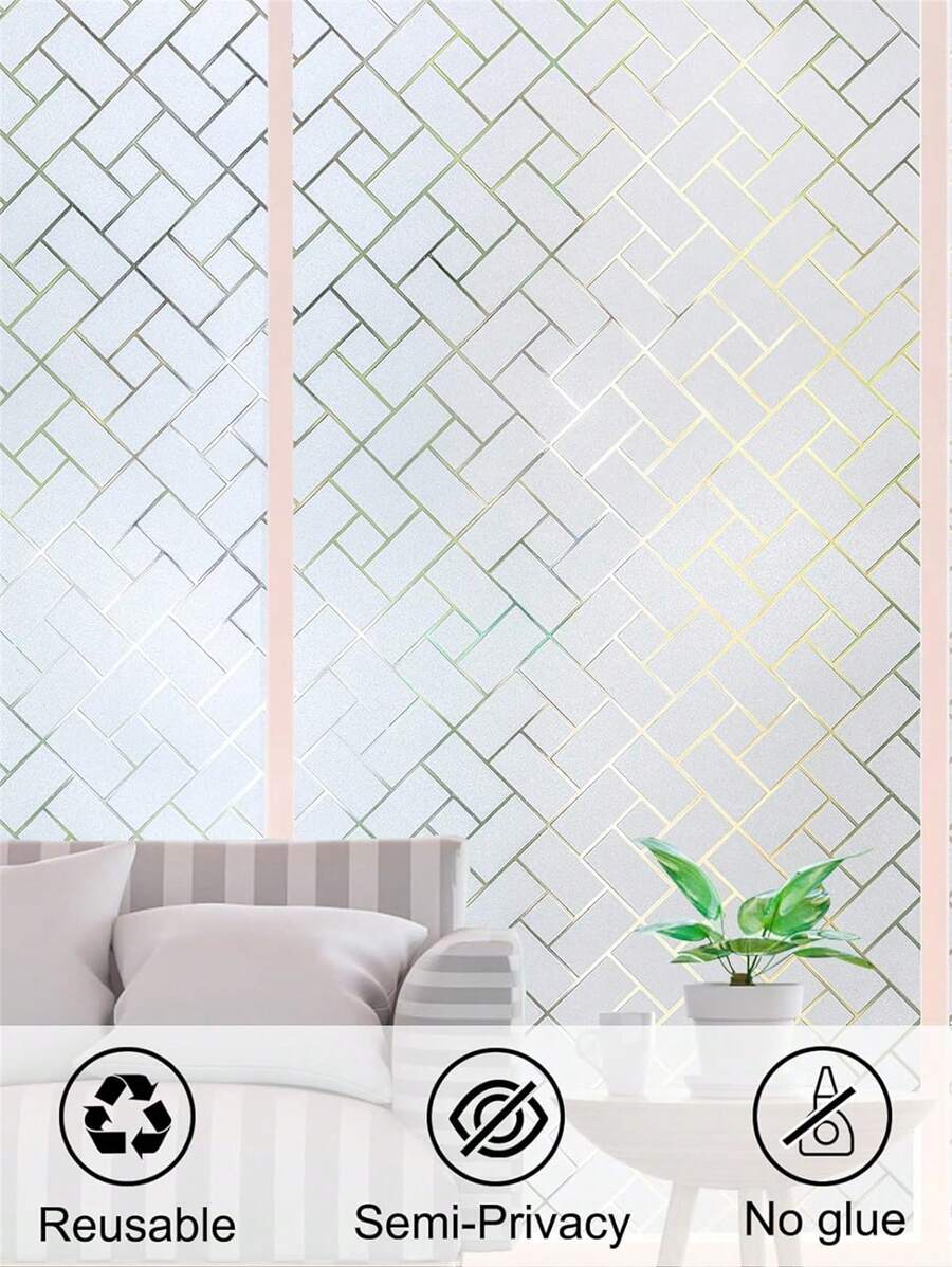1 Roll Chevron Pattern Frosted Glass Window Film, Decorative Window ...
