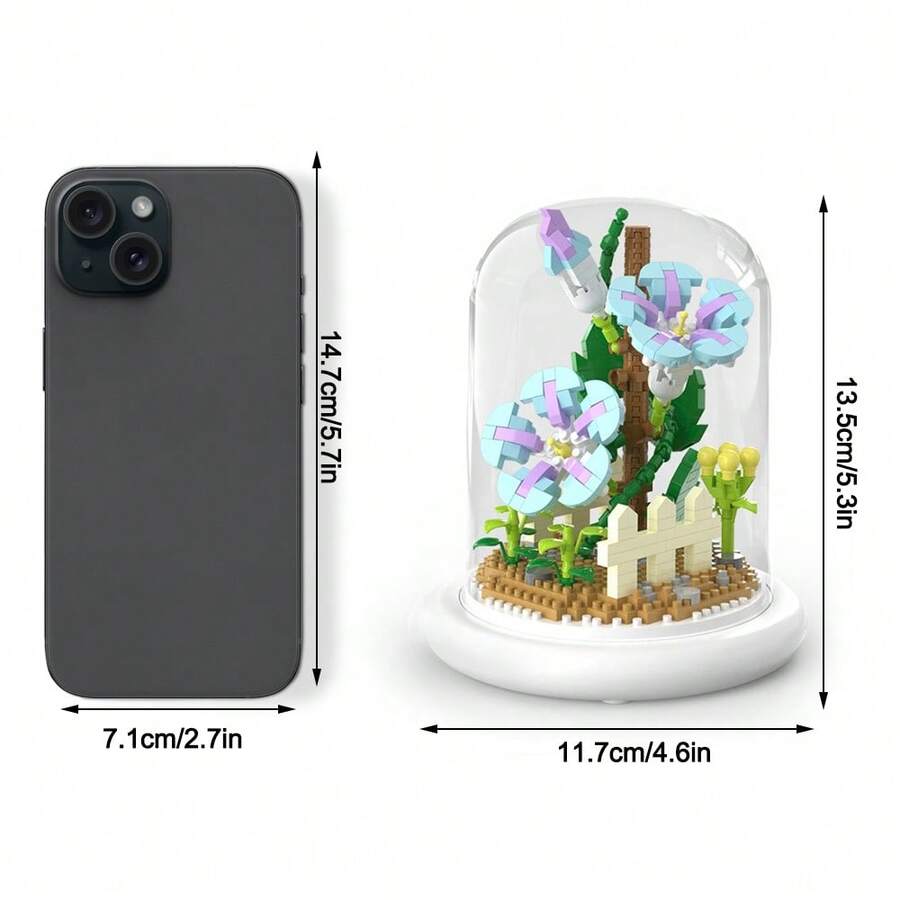 500pcs Diy Building Block Eternal Flower Potted Plant With Led Light ...