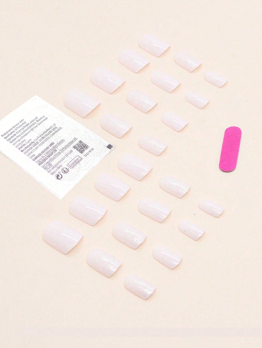 Instantly Upgrade Your Look With 24pcs Short Square Glitter Full Cover ...