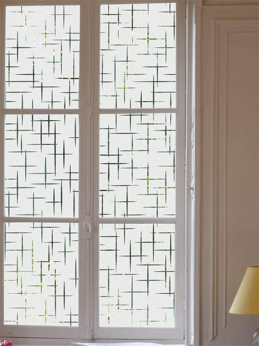 1 Roll Cross Pattern Frosted Glass Window Film, Decorative Window ...