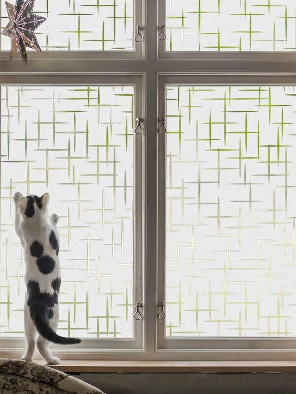 1 Roll Cross Pattern Frosted Glass Window Film, Decorative Window ...