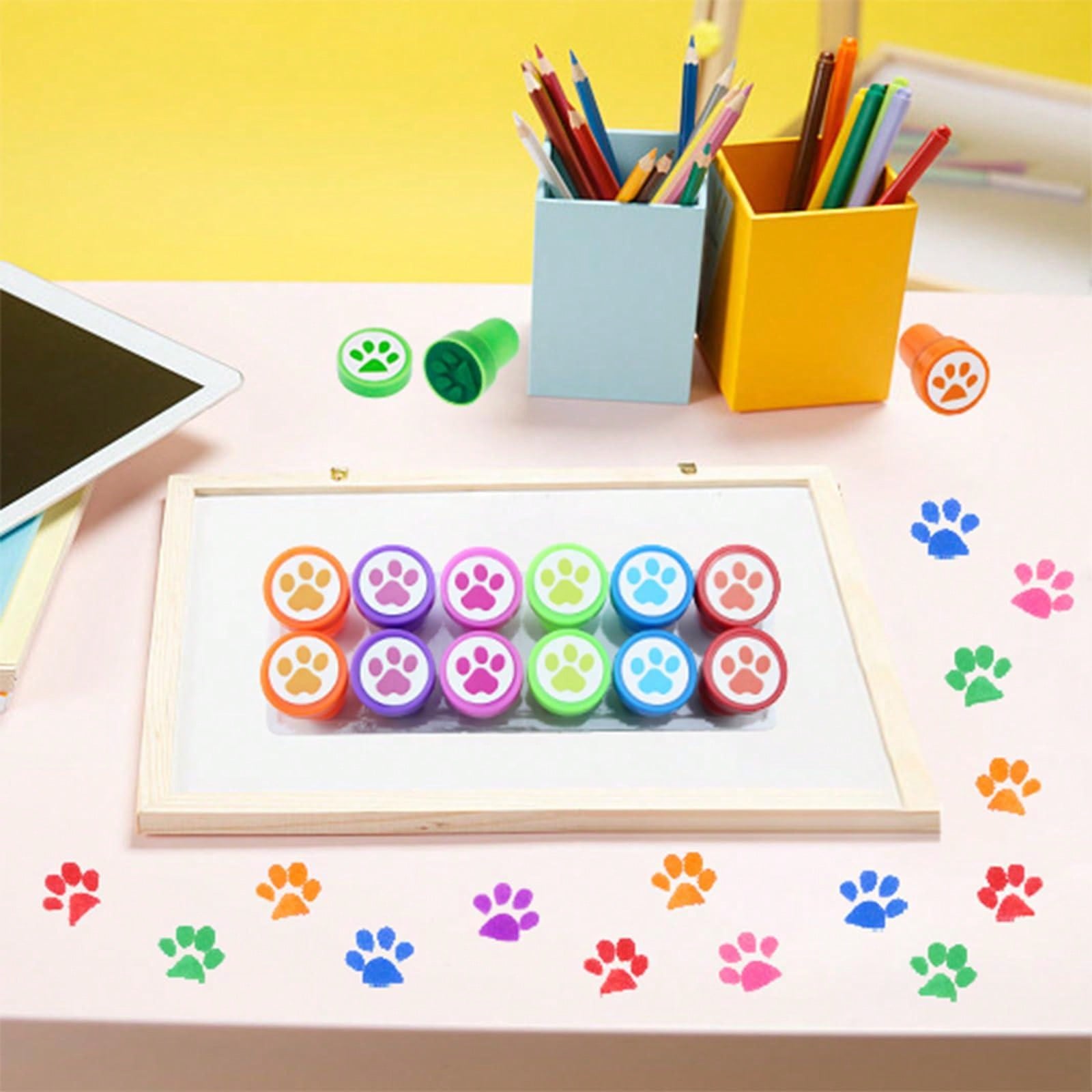 12 Pcs Dog Paw Print Stamp Self Inking Stamps Teacher Mini Stamps ...