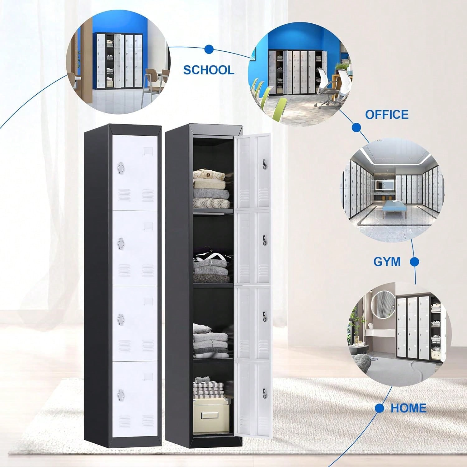 Staff Metal Lockers, 4 Door, 6 Door Lockable Steel Lockers For Work ...