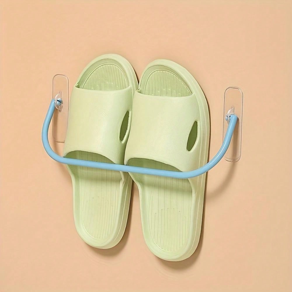 1 Pc, Wall-Mounted Perforation-Free Folding Bathroom Slipper Rack ...