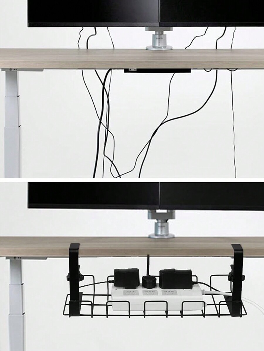 A Practical Iron Wire Cable Organizer, Black Wall-Mounted Storage Rack ...