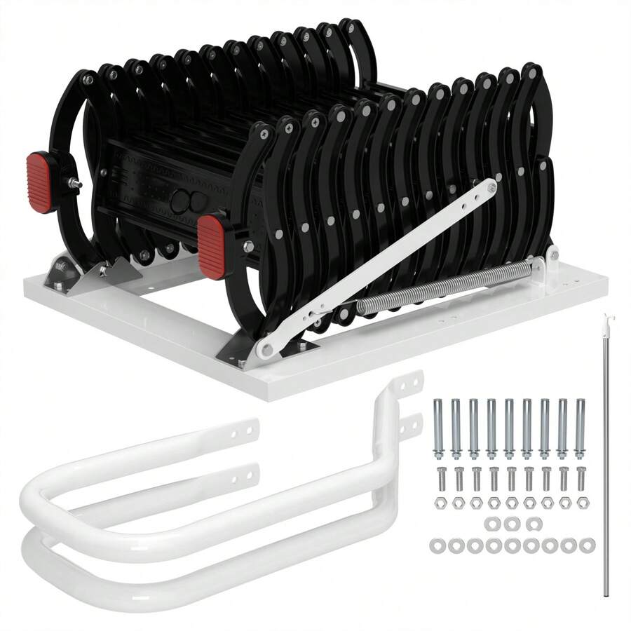 9.8FT Wall Mounted Folding Loft Ladder 12 Steps Pull Down Attic Stairs ...