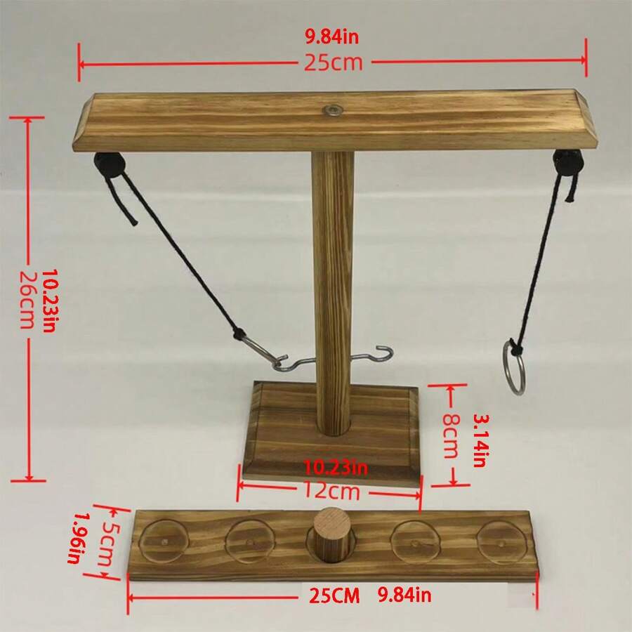 Toss & Catch Game Set, Wooden Ring Toss Game With Hook & Ring, Desktop ...