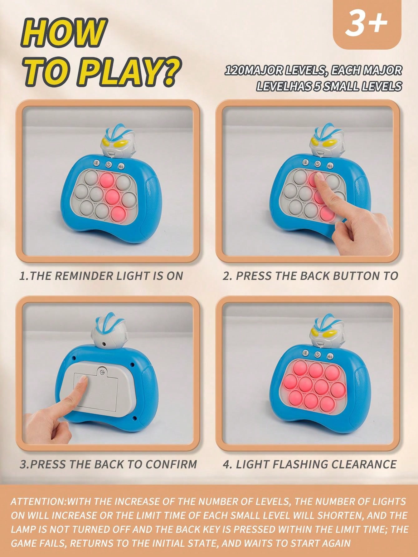 Stress Relief Game Console, Focus & Reaction Training Whack A Mole Game ...