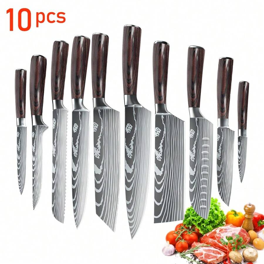 10 Piece Knifes Set, Professional Kitchen Chef Knife Set, High-Carbon ...